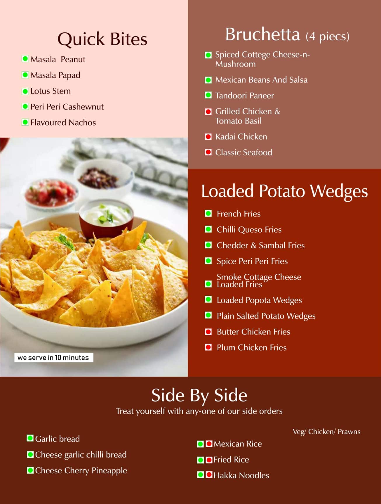 Menu of Indimex, Magarpatta, Pune