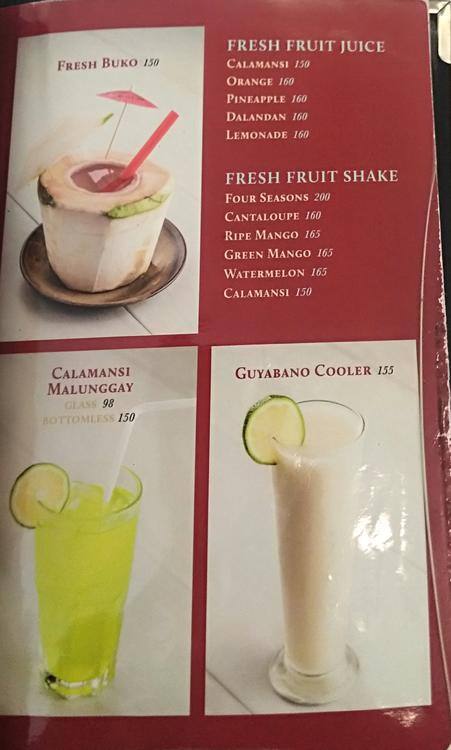 Menu at Crisostomo restaurant, Parañaque