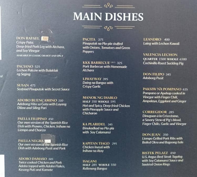 Carta del restaurante Crisostomo - Ayala Malls Solenad, Santa Rosa ...