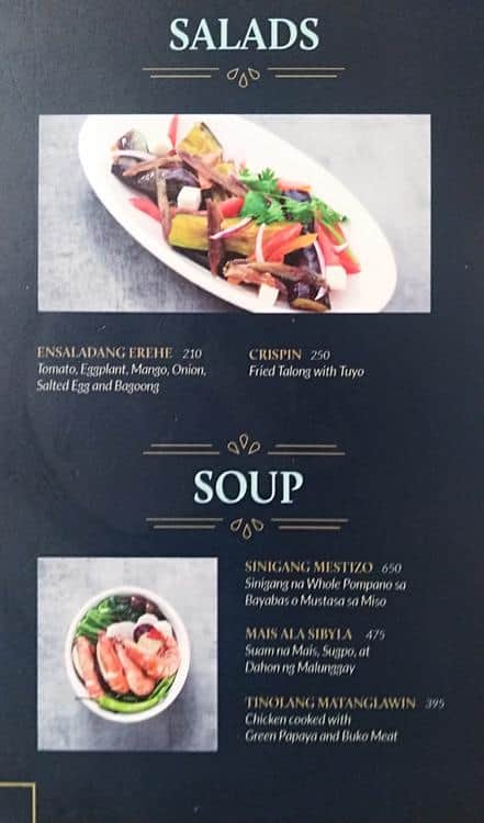 Menu at Crisostomo restaurant, Parañaque