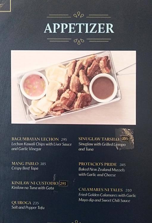 Menu at Crisostomo restaurant, Parañaque