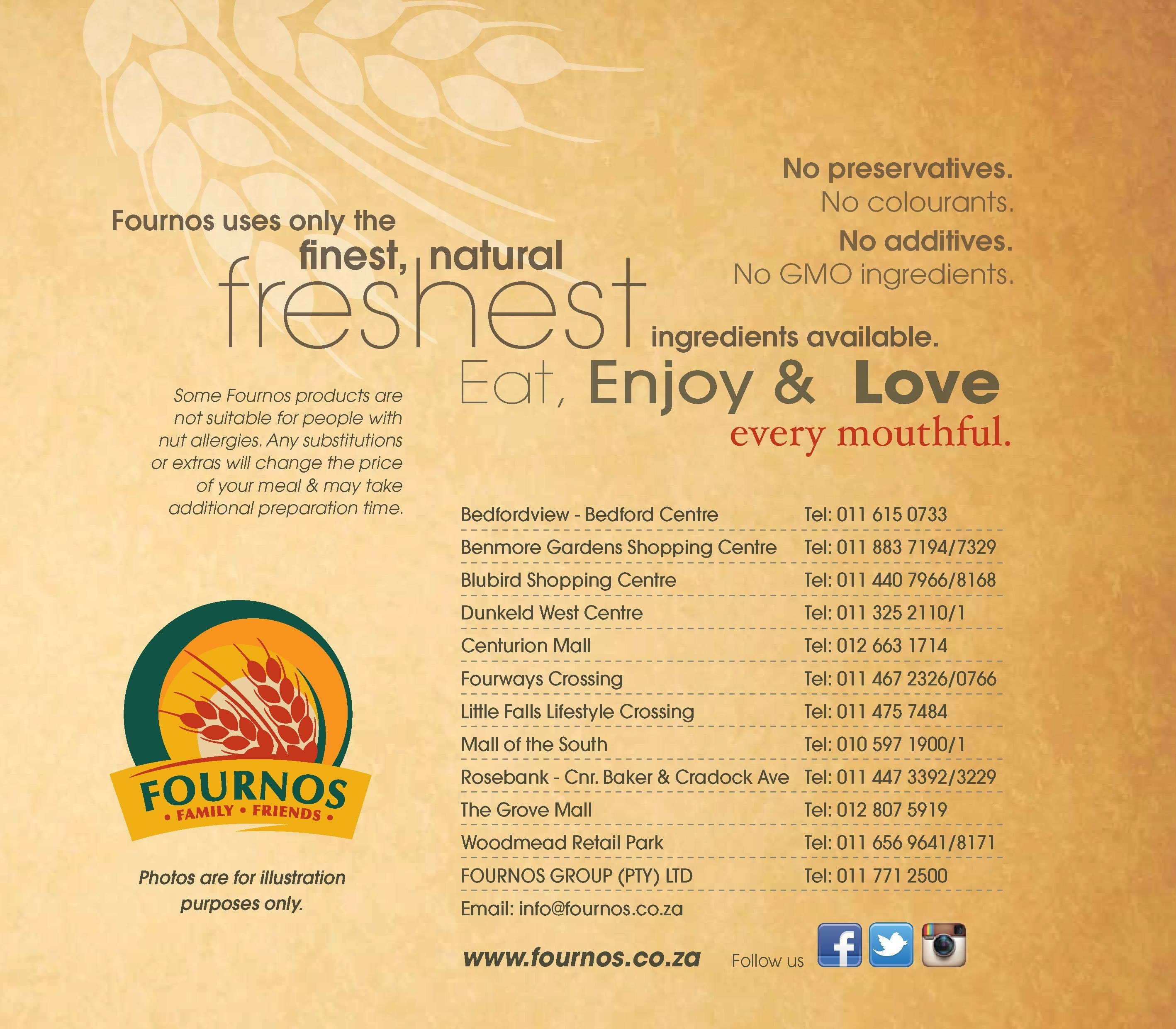 Speisekarte von Fournos Blubird restaurant, Johannesburg, Shop 2 ...