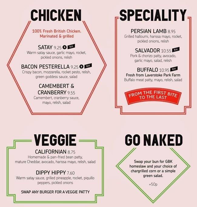 Menu at Gourmet Burger Kitchen restaurant, Birmingham, Burger Burger ...