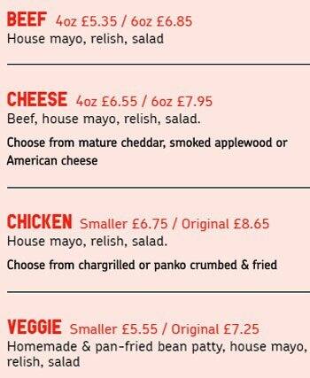 Menu at Gourmet Burger Kitchen restaurant, Birmingham, Burger Burger ...