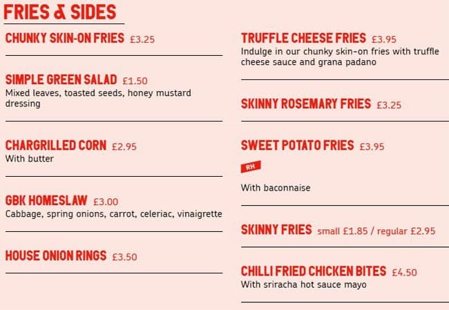 Menu at Gourmet Burger Kitchen restaurant, Birmingham, Burger Burger ...