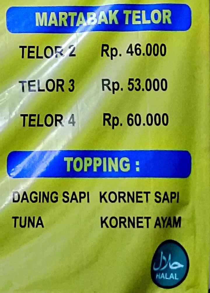 Menu at Martabak Bong Ngian desserts, North Jakarta