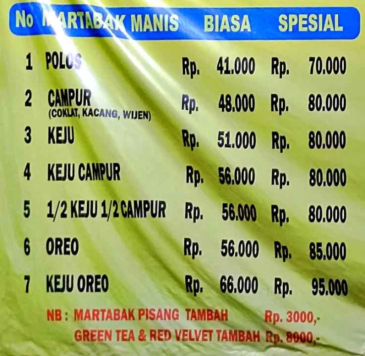 Menu at Martabak Bong Ngian desserts, North Jakarta