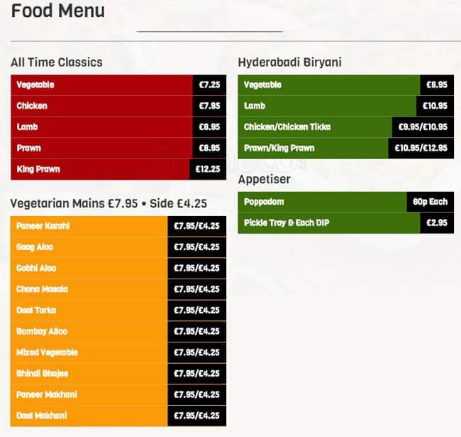 Passage to India Menu, Menu for Passage to India, Broughton, Edinburgh ...