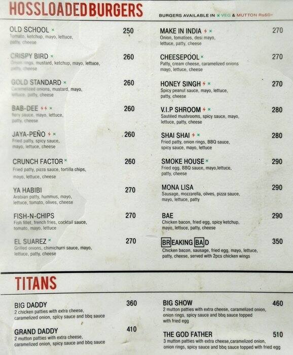 Menu at Howra, Mumbai, Beach Candy