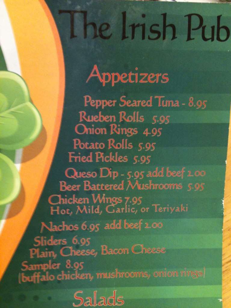 Irish Pub Menu, Menu for Irish Pub, Titusville, Melbourne - Urbanspoon ...