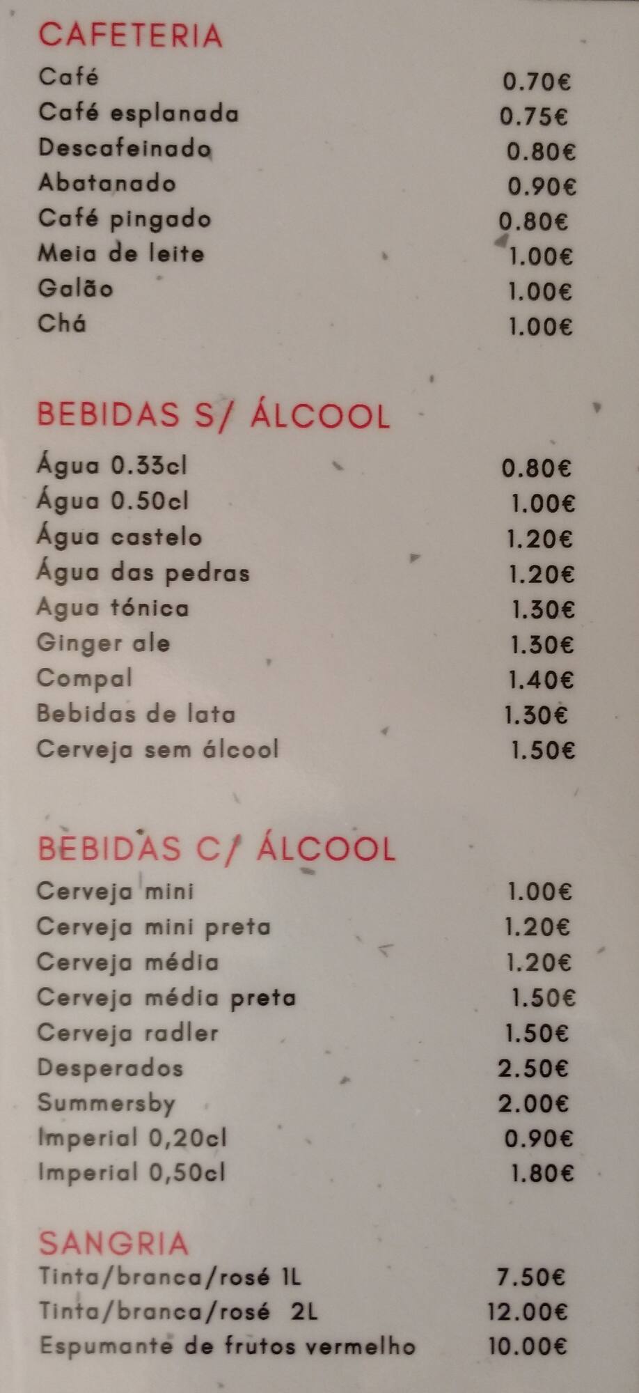 Menu em Petiscos na Linha restaurante, Parede