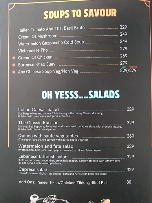 Menu of The Eyry, New Palasia, Indore