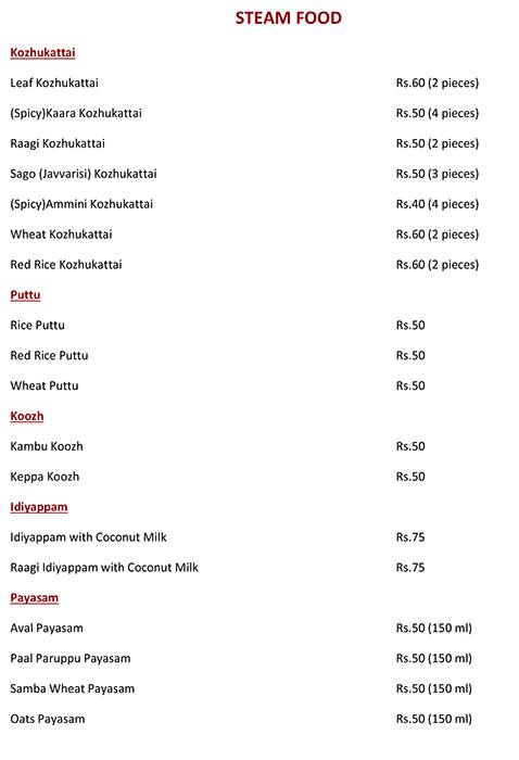 Menu of Steam Foods, Anna Nagar East, Chennai