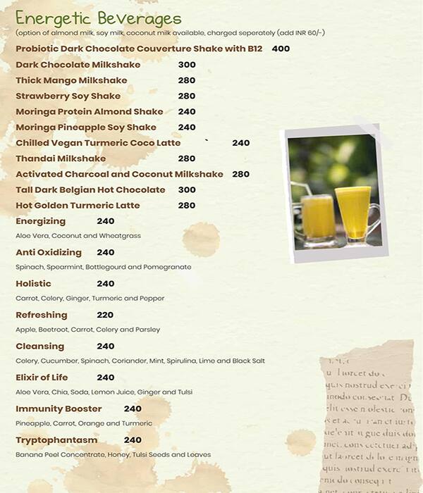 Menu at Sante Spa Cuisine BKC, Mumbai