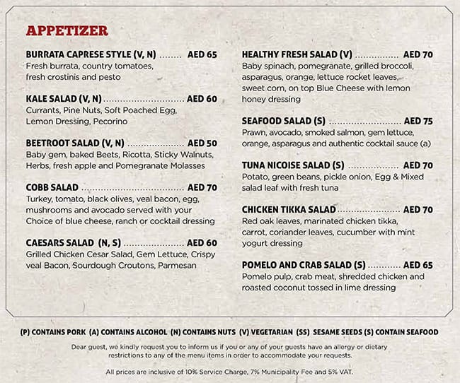 Menu at Double Decker Pub, Dubai