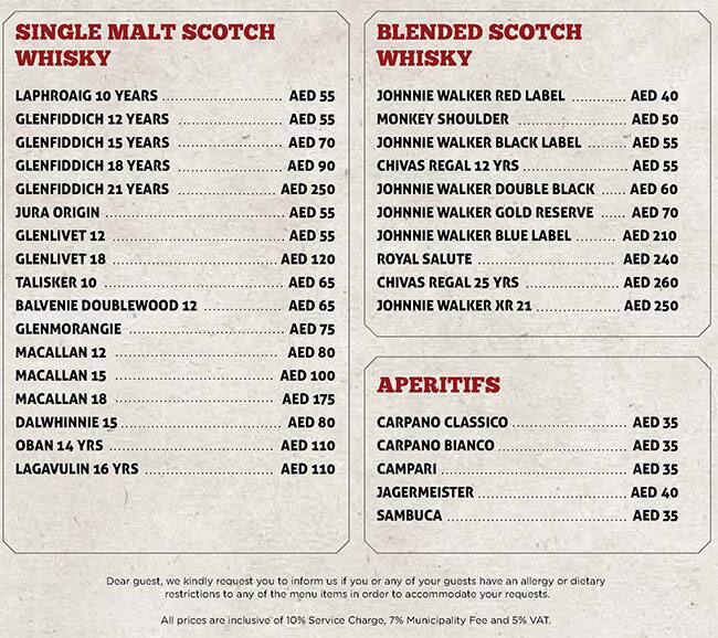 Menu at Double Decker Pub, Dubai