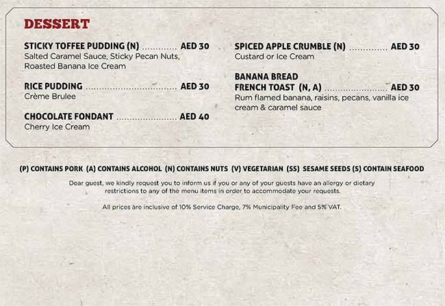Menu at Double Decker Pub, Dubai
