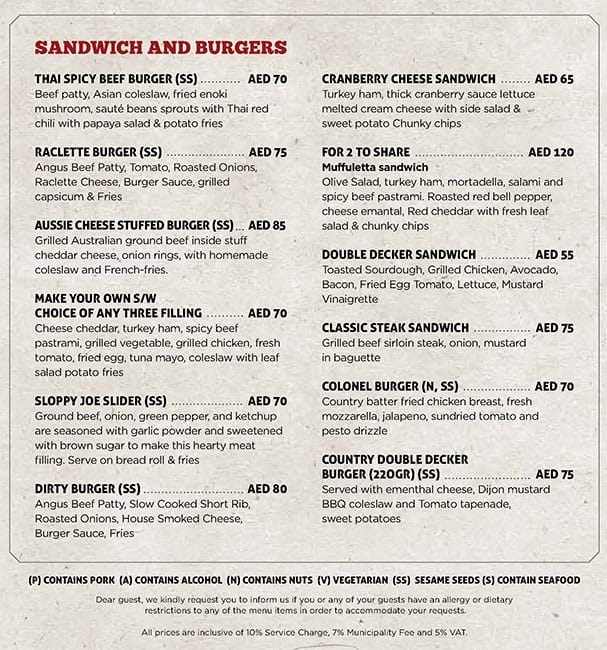 Menu at Double Decker Pub, Dubai