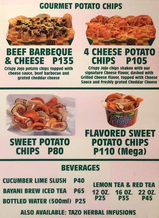 Menu at Potato Corner pub & bar, Pasig, Savemore Amang Rodriguez ...
