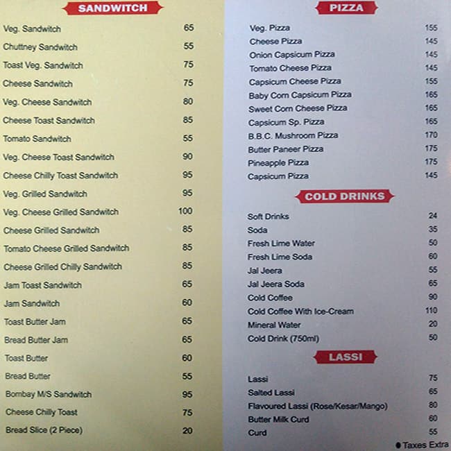 Menu of Vaishali Pure Veg, Hadapsar, Pune
