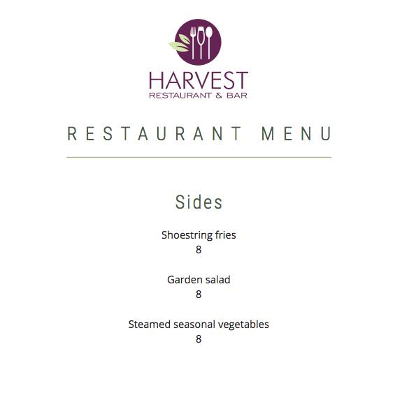 Menu at Harvest Restaurant & Bar Ipswich, Ipswich