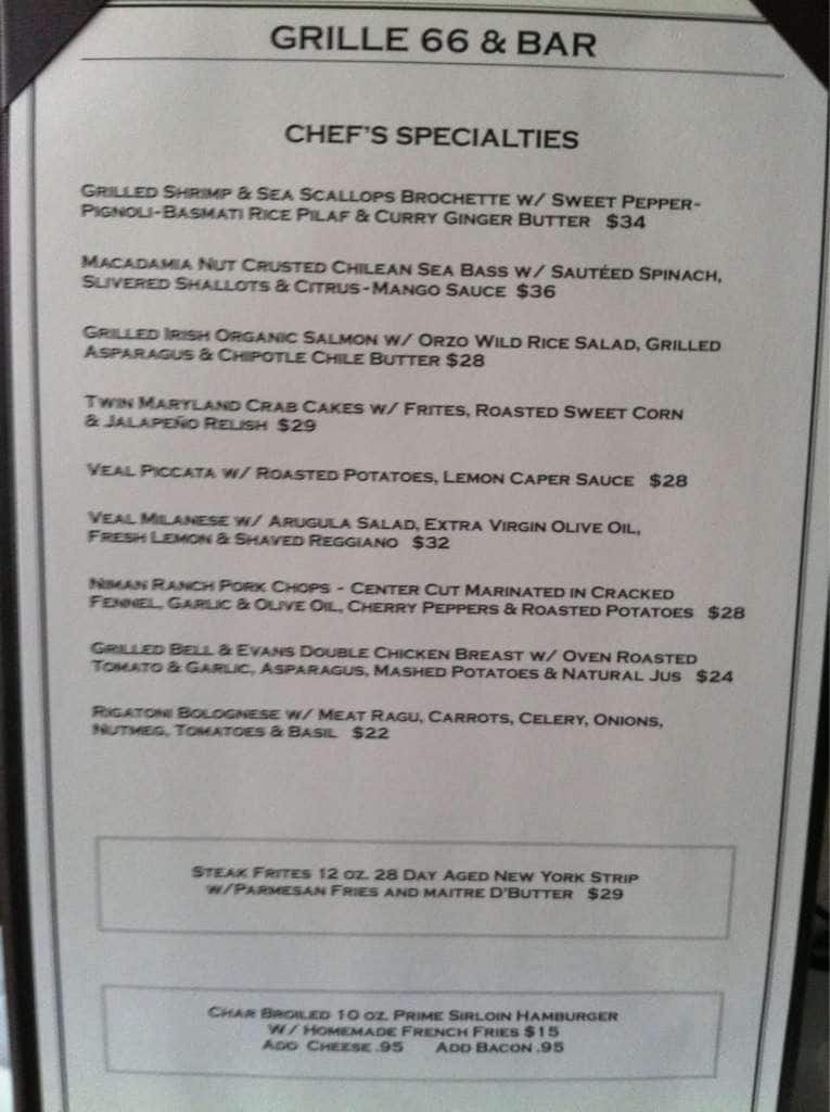 Menu at Grille 66 & Bar, Fort Lauderdale, 2301 SE 17th St
