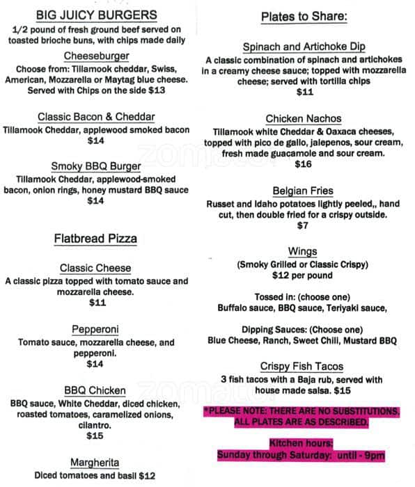 Menu at Coyote Ugly pub & bar, Denver