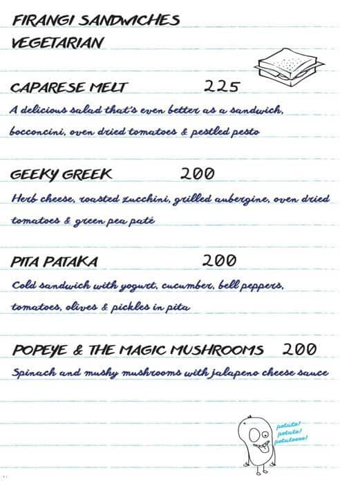 Menu at Double Roti, Bengaluru