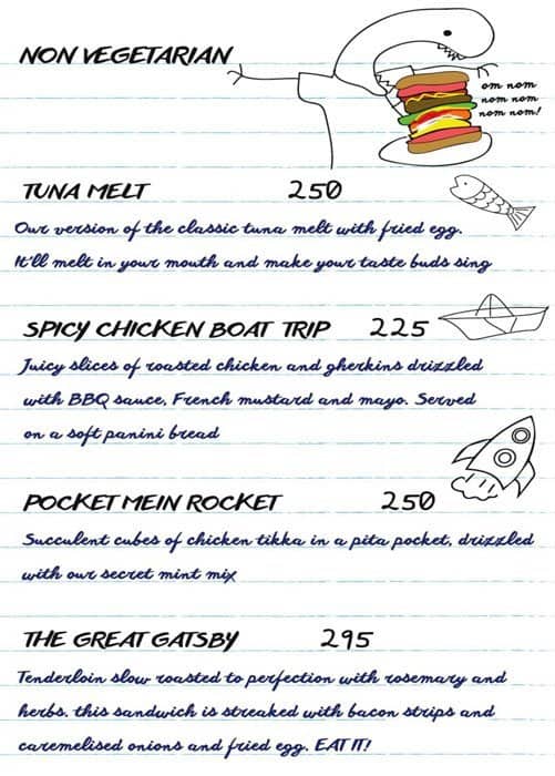 Menu at Double Roti, Bengaluru