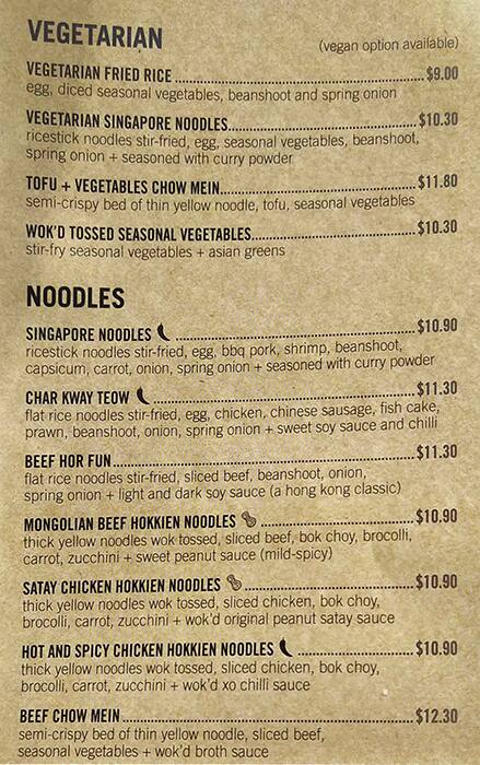 Menu at Wok'd Gourmet Chinese restaurant, Pakenham
