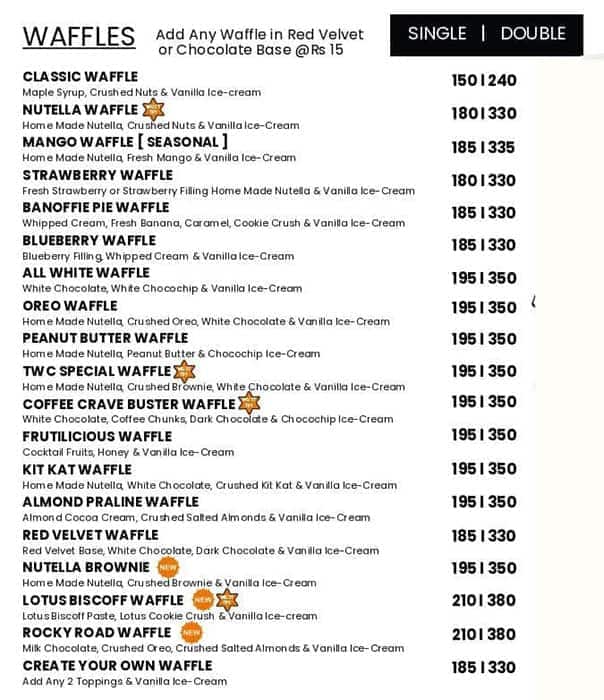 Menu of The Waffle Co., Pitampura, New Delhi