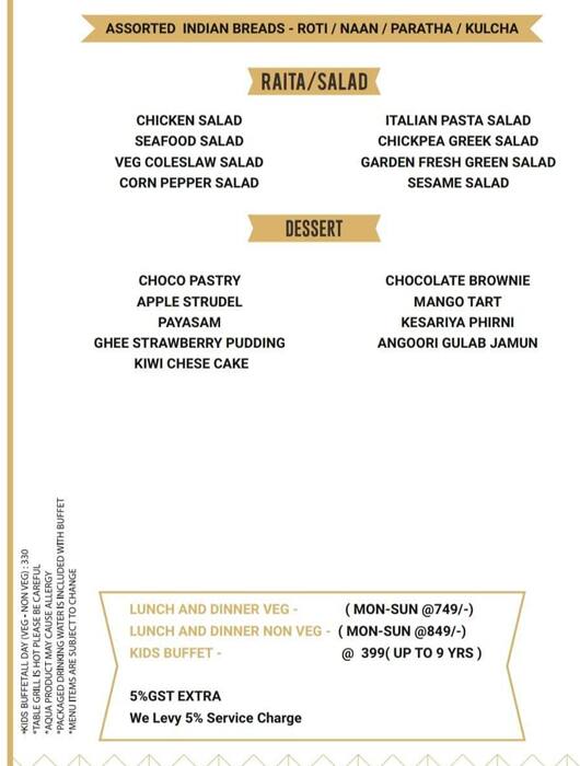 Menu at The Indi Grill, Hyderabad