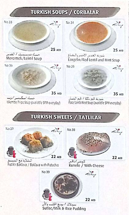 Menu of Harput, Al Barsha, Dubai