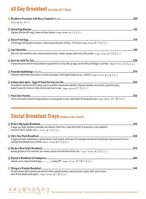 Menu of Civil Lines Social, Civil Lines, New Delhi