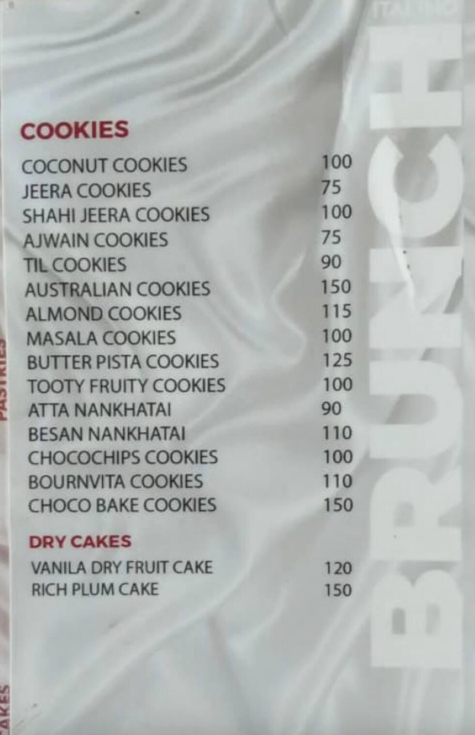 Menu of Brunch Italiano, Chinar Park, Kolkata