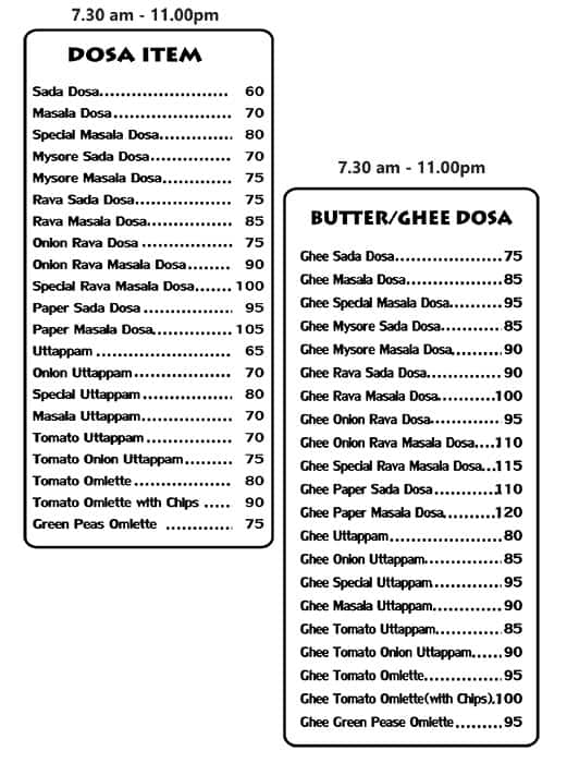 Menu at Hotel Shankar Palace, Navi Mumbai, Sakaram Patil Marg