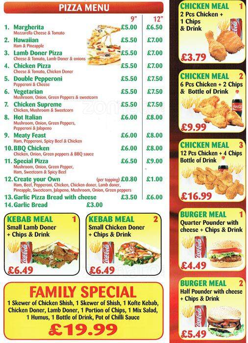 Menu at Best Kebab restaurant, London, 124 New Cross Rd