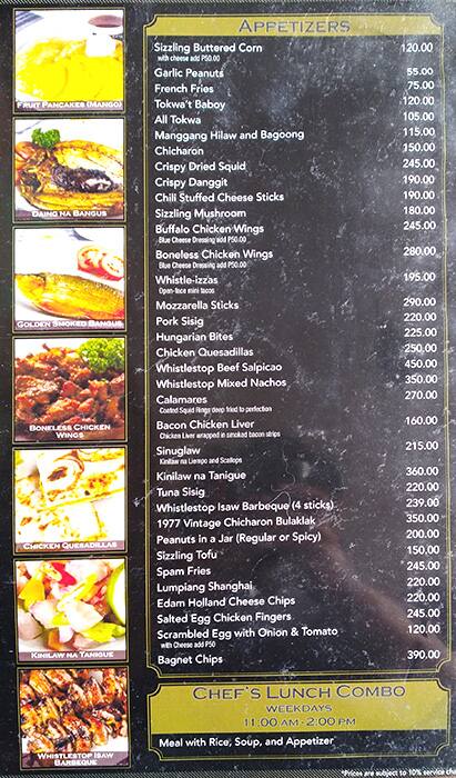 Menu at Whistlestop BGC pub & bar, Taguig, 28th Street between 5th and