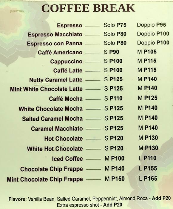 Menu at Chakra Cafe, Taguig