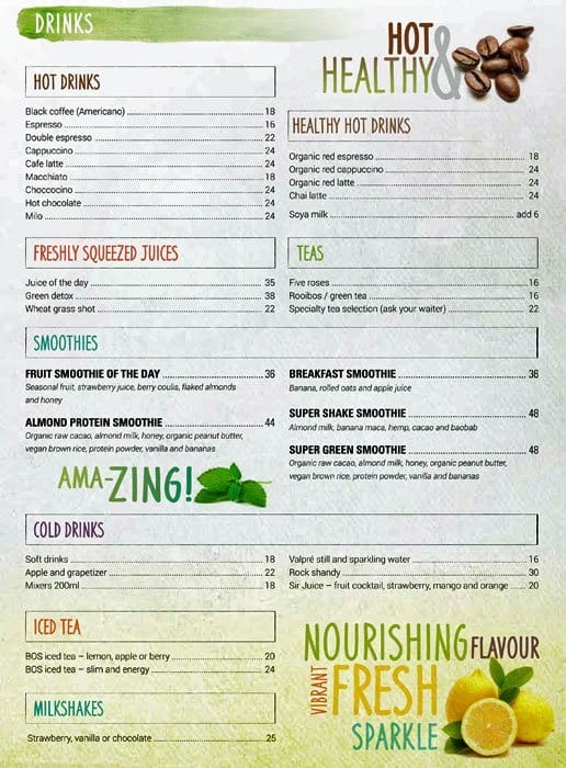 Menu at Café Zing! restaurant, Sandton, @ The Regent
