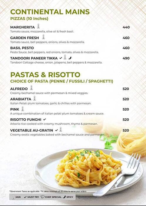 Menu at JALPAAN, Hyderabad, Oasis Centre. 6-3-1112