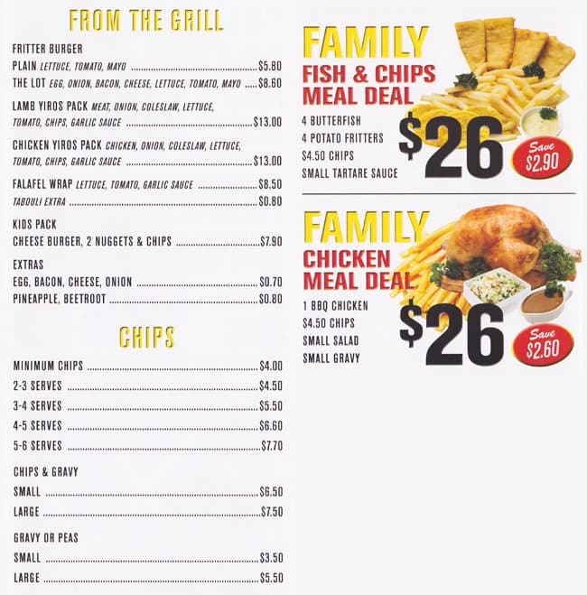 Carta de St Peters Bbq Chicken And Seafood, Saint Peters