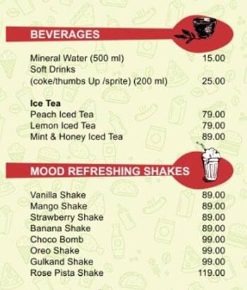 Menu at Spice town, Mumbai