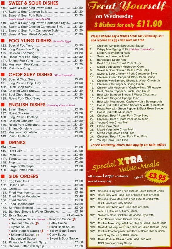 Menu at The Lucky Rainbow restaurant, Birmingham, 30 Fox & Goose ...