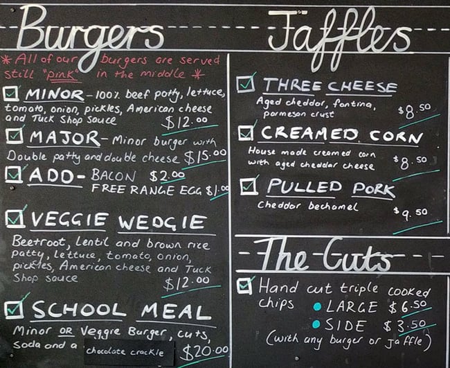 Menu at Tuck Shop Take Away restaurant, Caulfield North, 273 Hawthorn Rd