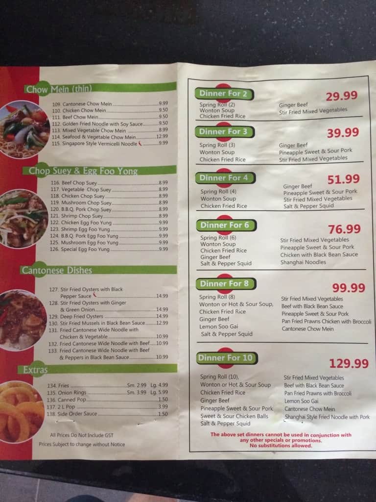 Menu at Creekside Chinese Restaurant, Airdrie