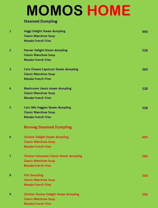 Menu of Momo Home, Bhosari, Pune