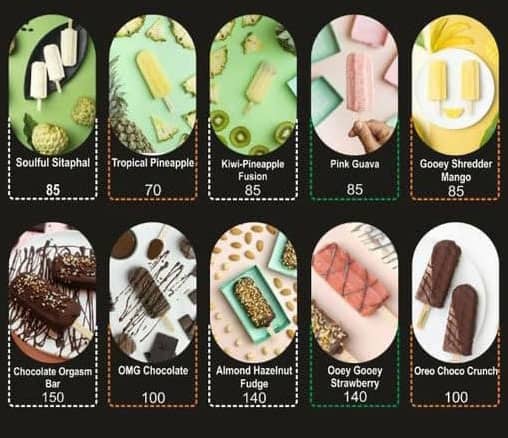 Menu of Licksters, Samta Colony, Raipur