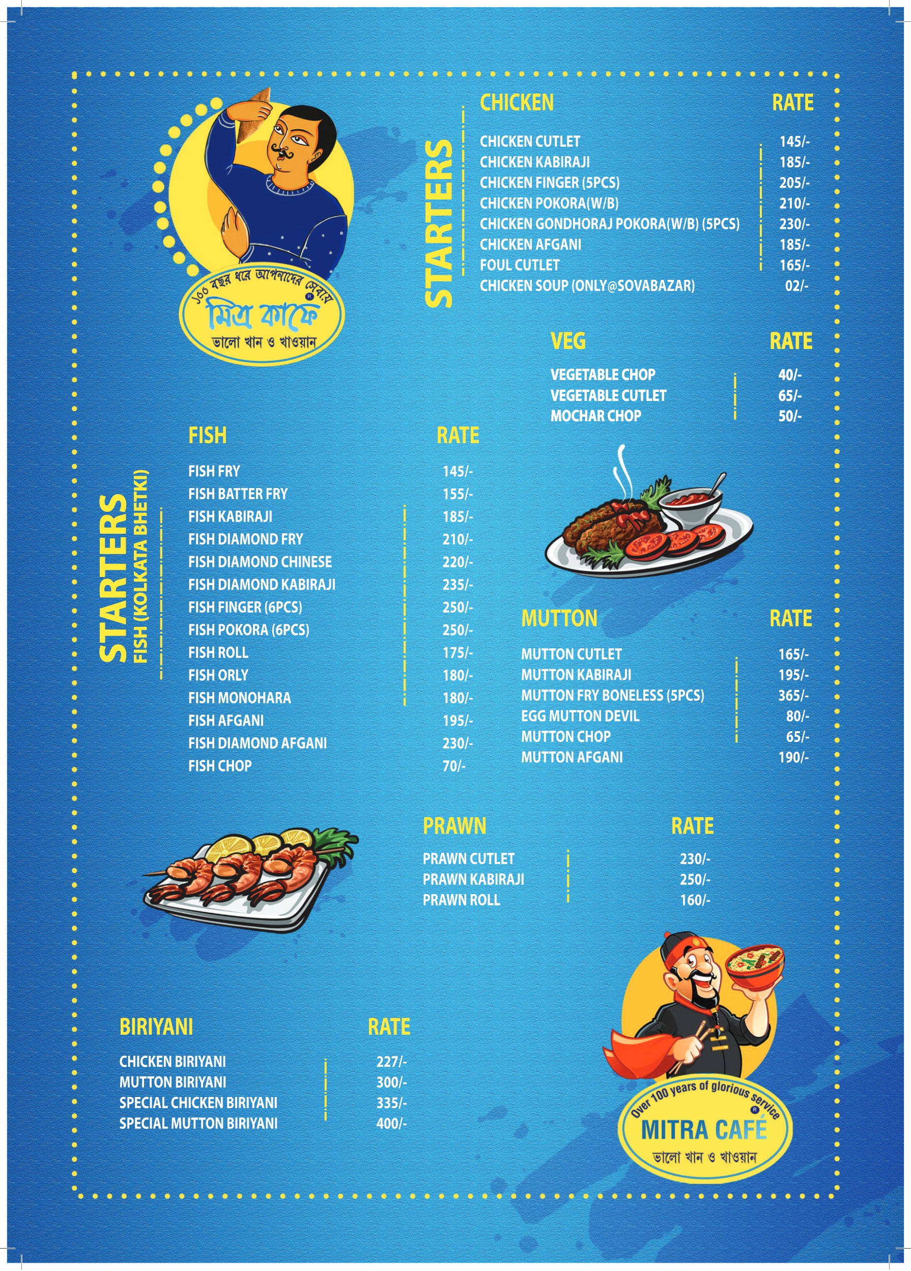 Menu of Mitra Cafe, Golpark, Kolkata