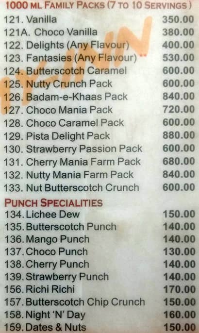Menu at Creamy Inn, Chennai